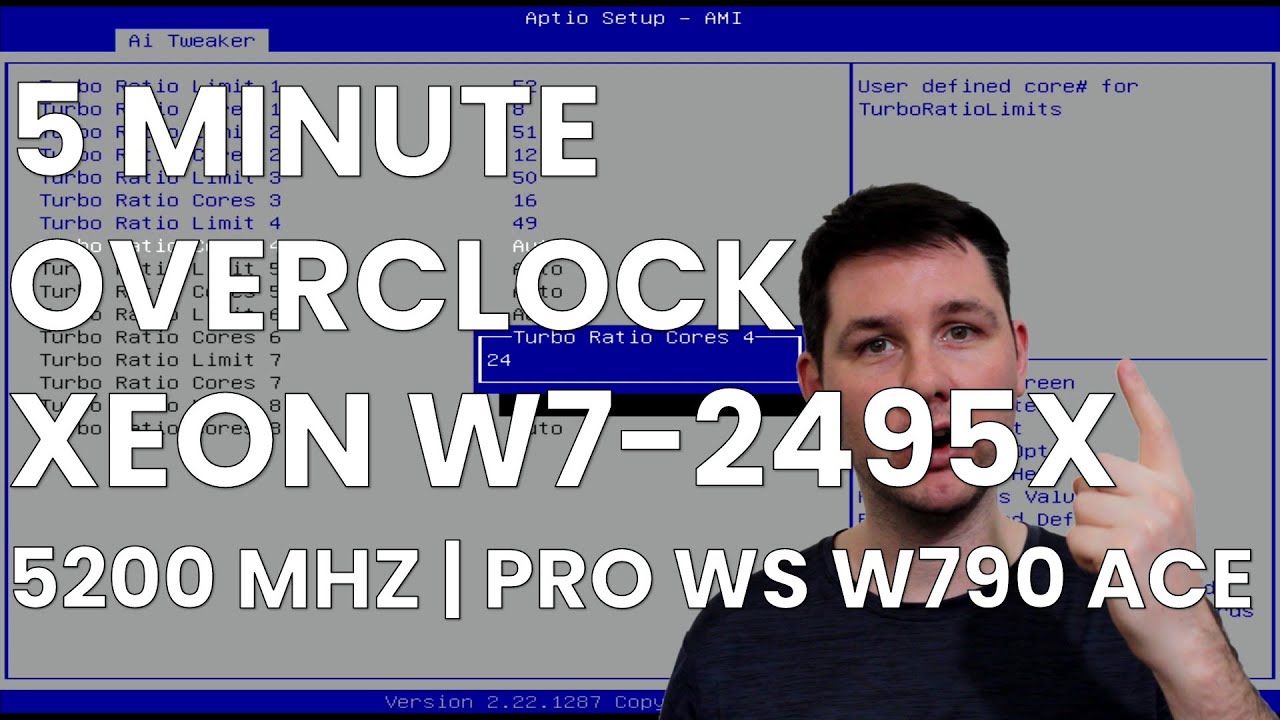 5 Minute Overclock: Xeon w7-2495X to 5200 MHz - YouTube
