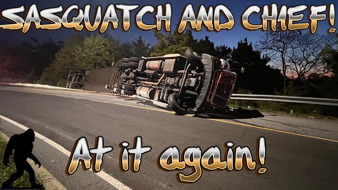 Uprighting over turned tractor trailer! - YouTube