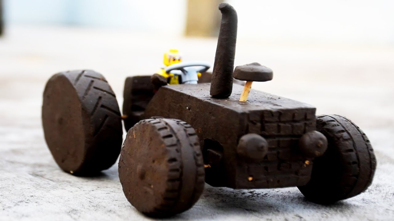 Mini Tractor Handmade with Clay Mud Craft Ideas DIY | Clay Toys Video ...