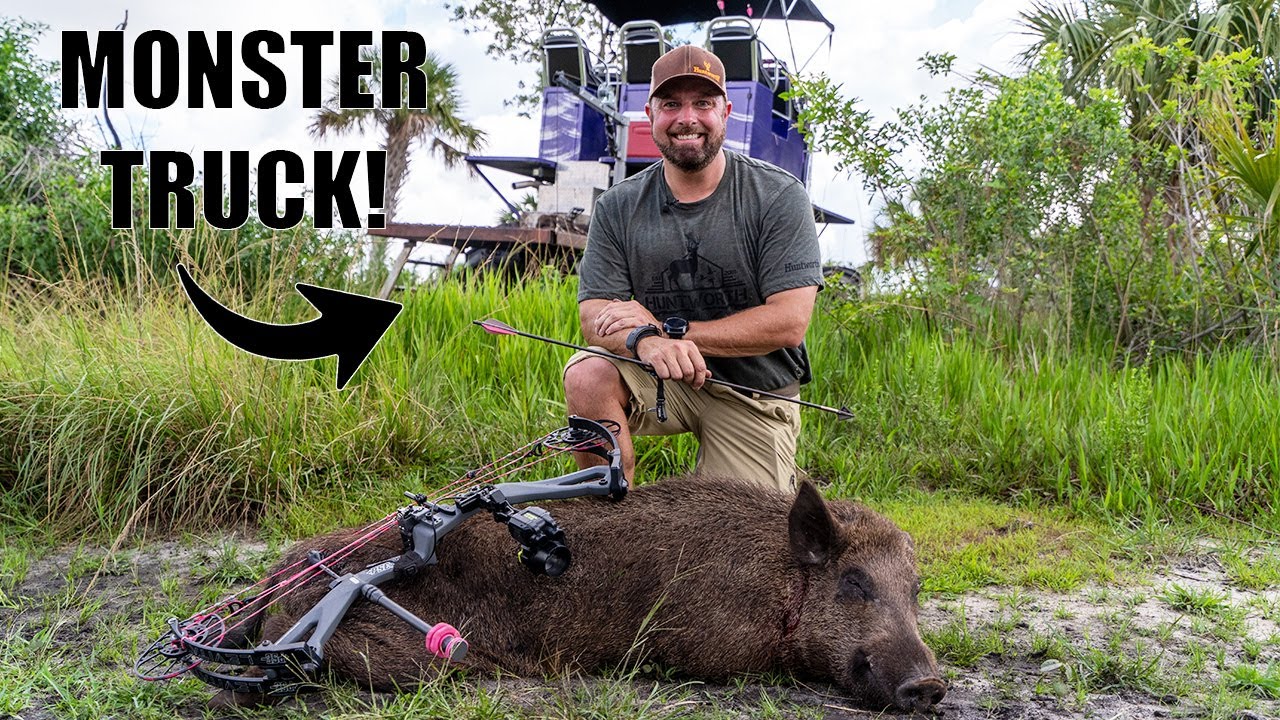 Pig Hunting From A MONSTER TRUCK (TUFFHEAD WIDE) - YouTube