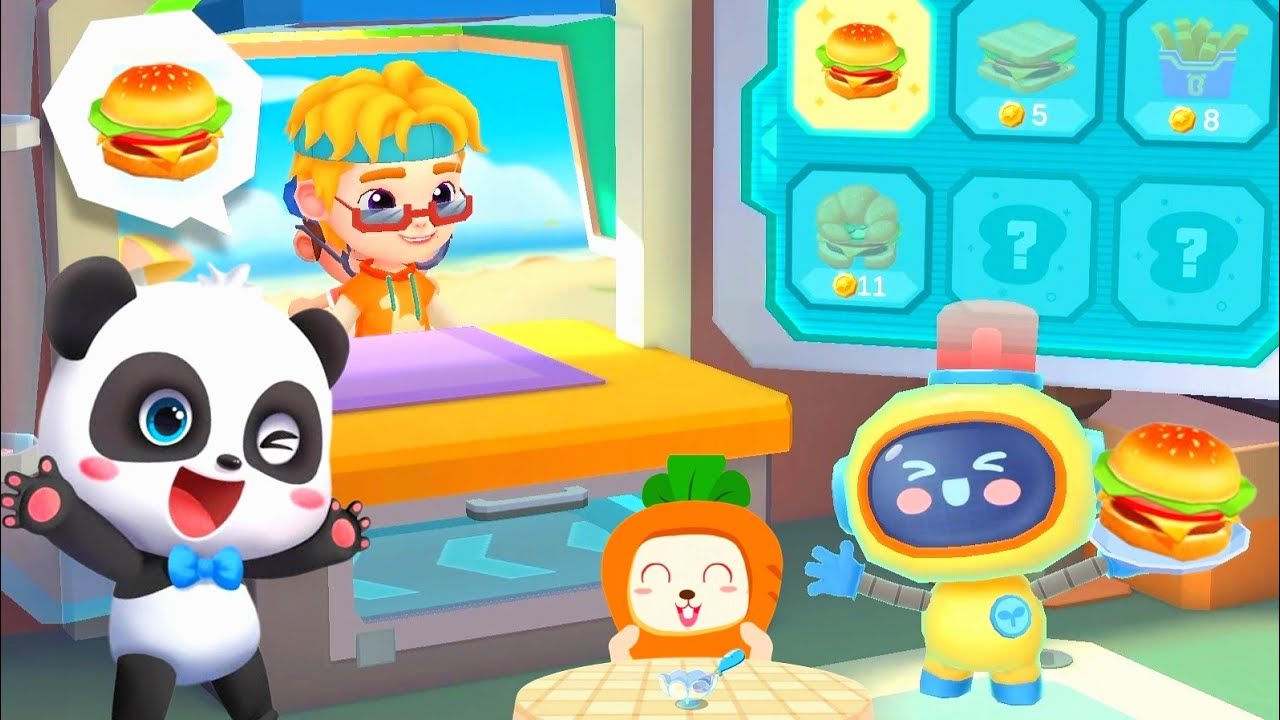BABY🐼PANDA NEW🍕RESTAURANT WITH MR. ROBOT BURGER🍔FRIES🍟| EPISODE 54 ...