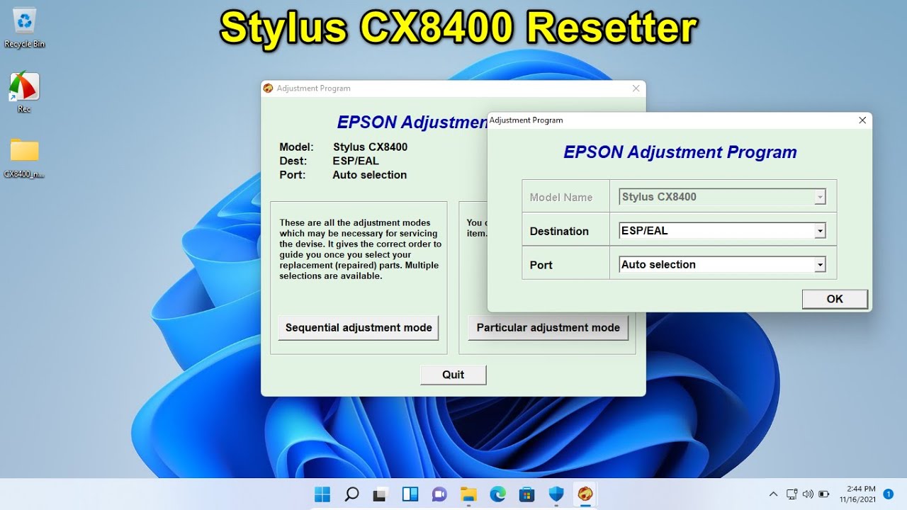 Epson Stylus CX8400 Resetter - YouTube