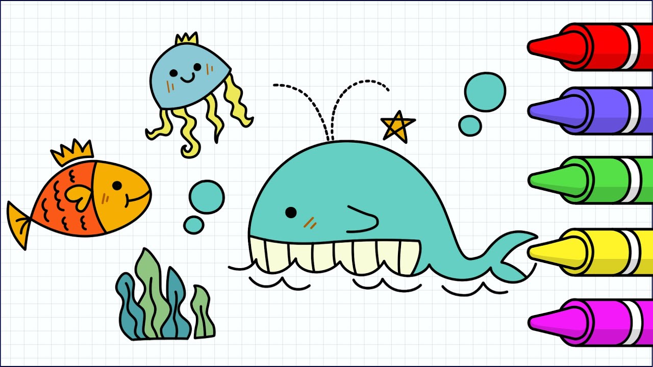 How to Drawing and Painting Cute Sea Animals / Sweet Drawing Things ...