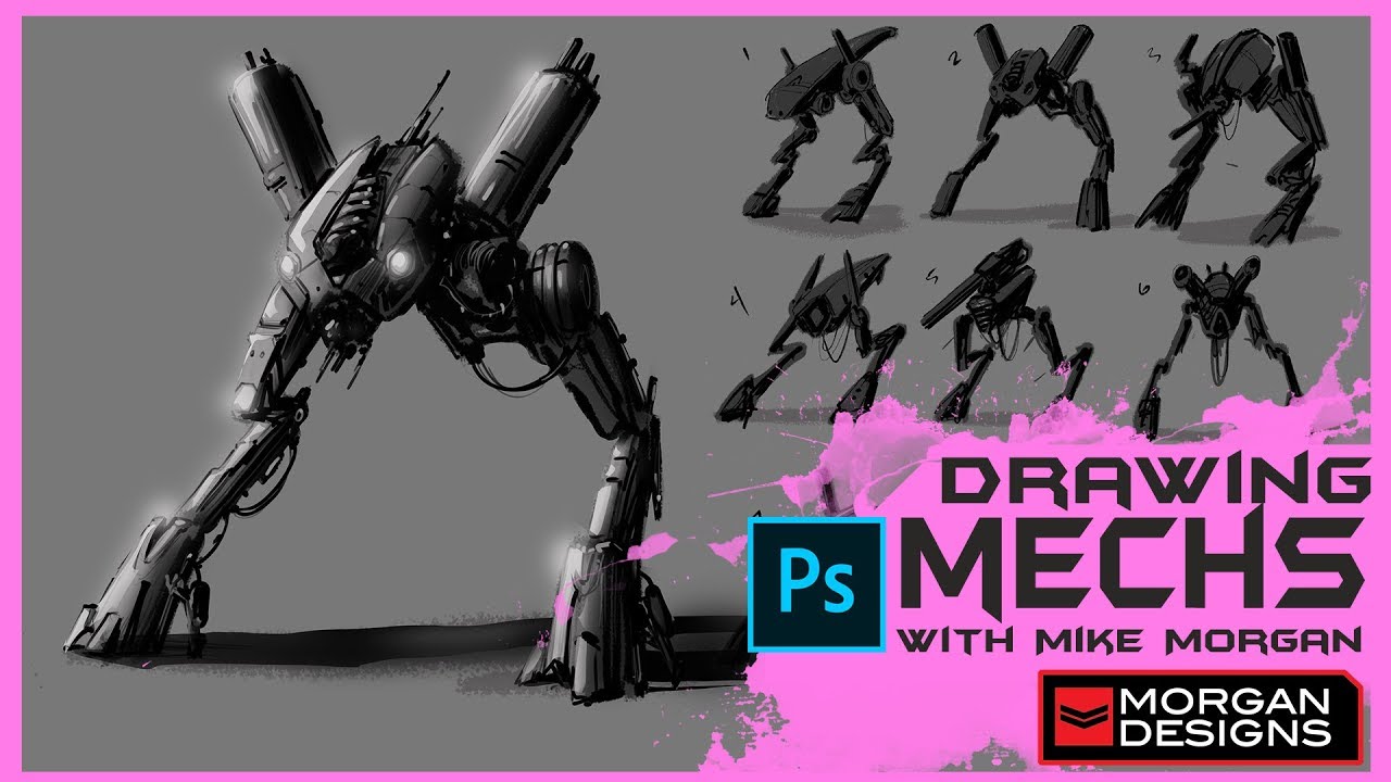 How to draw scif-fi Mechs by digital artist Mike Morgan - YouTube
