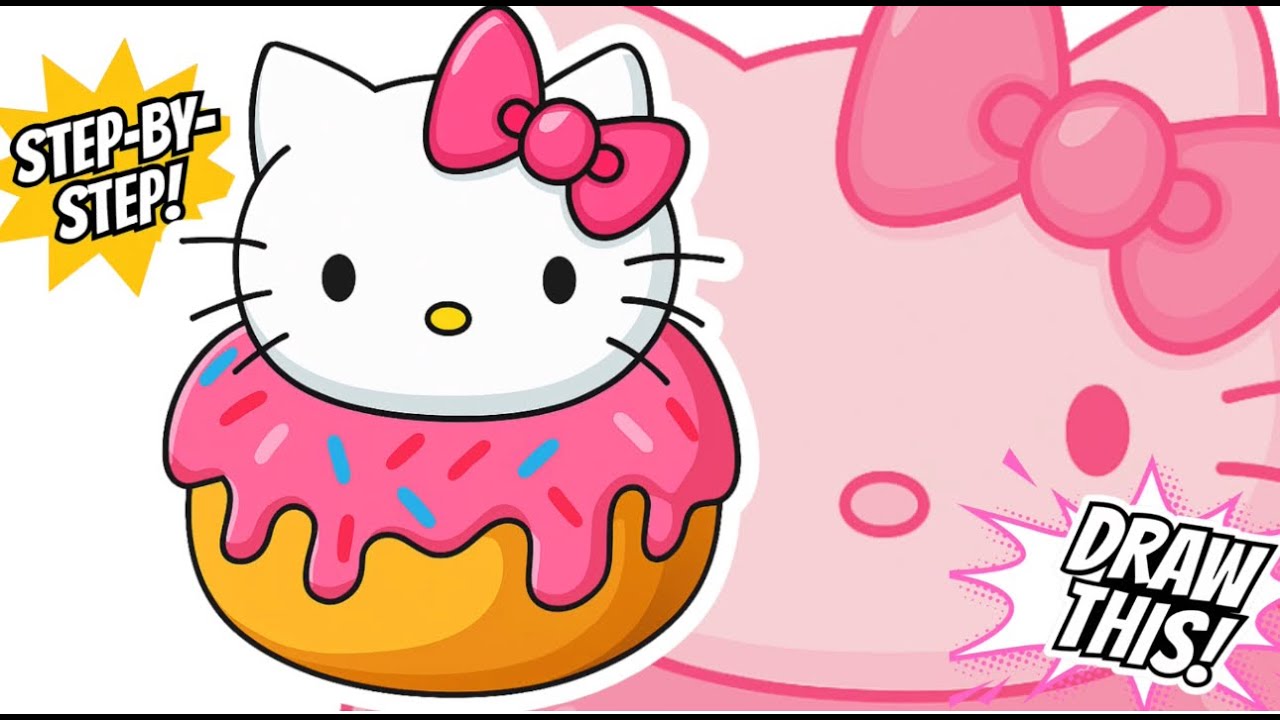 How to Draw a Hello Kitty Donut 🍩🎀 | Easy Kawaii Art Tutorial with ...