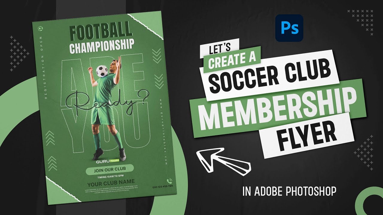 Soccer Club Membership Flyer Design in Adobe Photoshop - YouTube