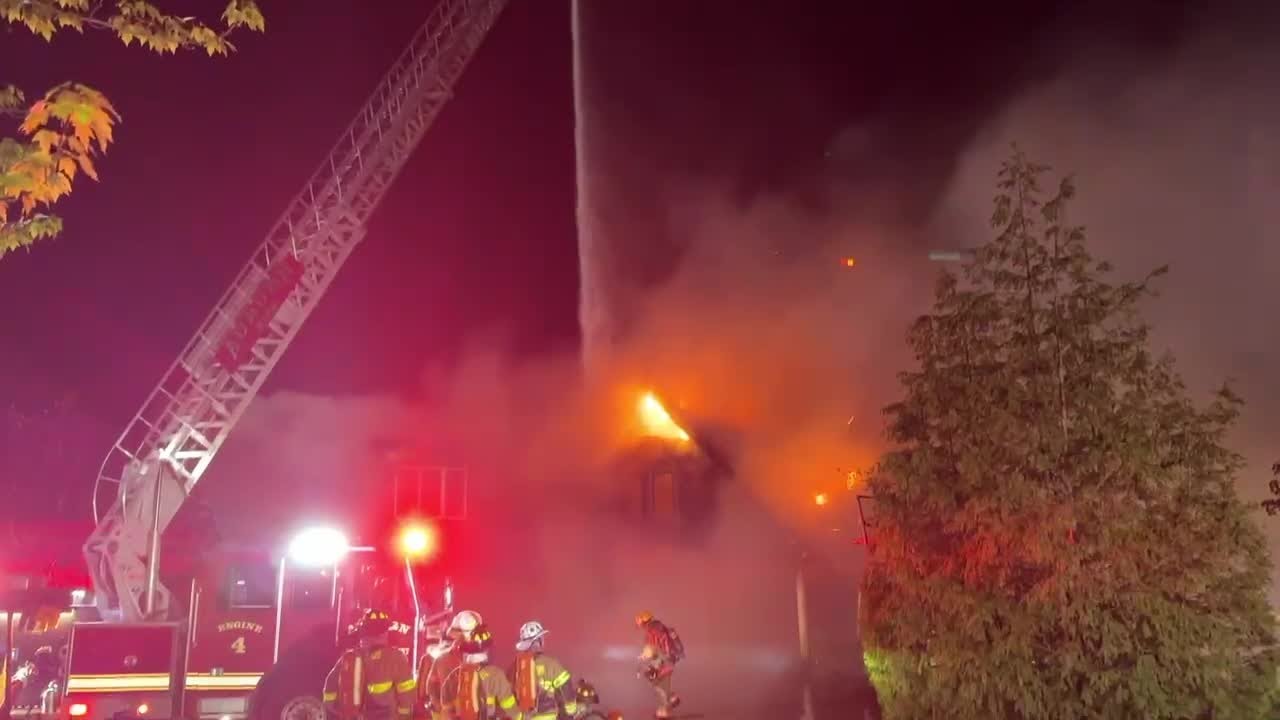 Video: AFD ladder truck fights fire in Owasco - YouTube