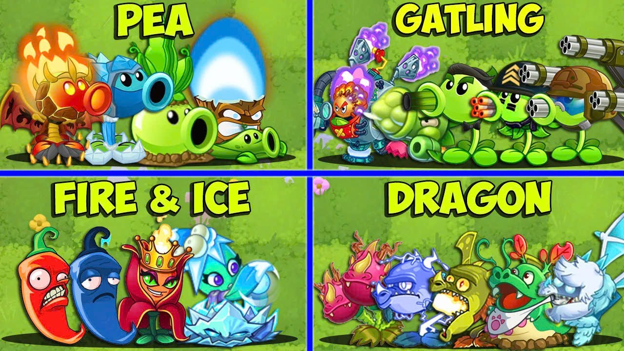 4 Team PEA x GUNNER x FIRE ICE x DRAGON - Who Will Win? - Pvz 2 Team ...