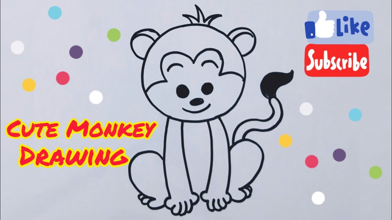 Draw a very cute monkey | monkey drawing step by step for beginners ...
