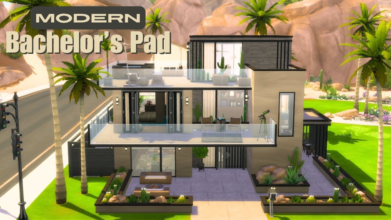 Modern Bachelor's Pad | The Sims 4 Speed Build | no CC - YouTube