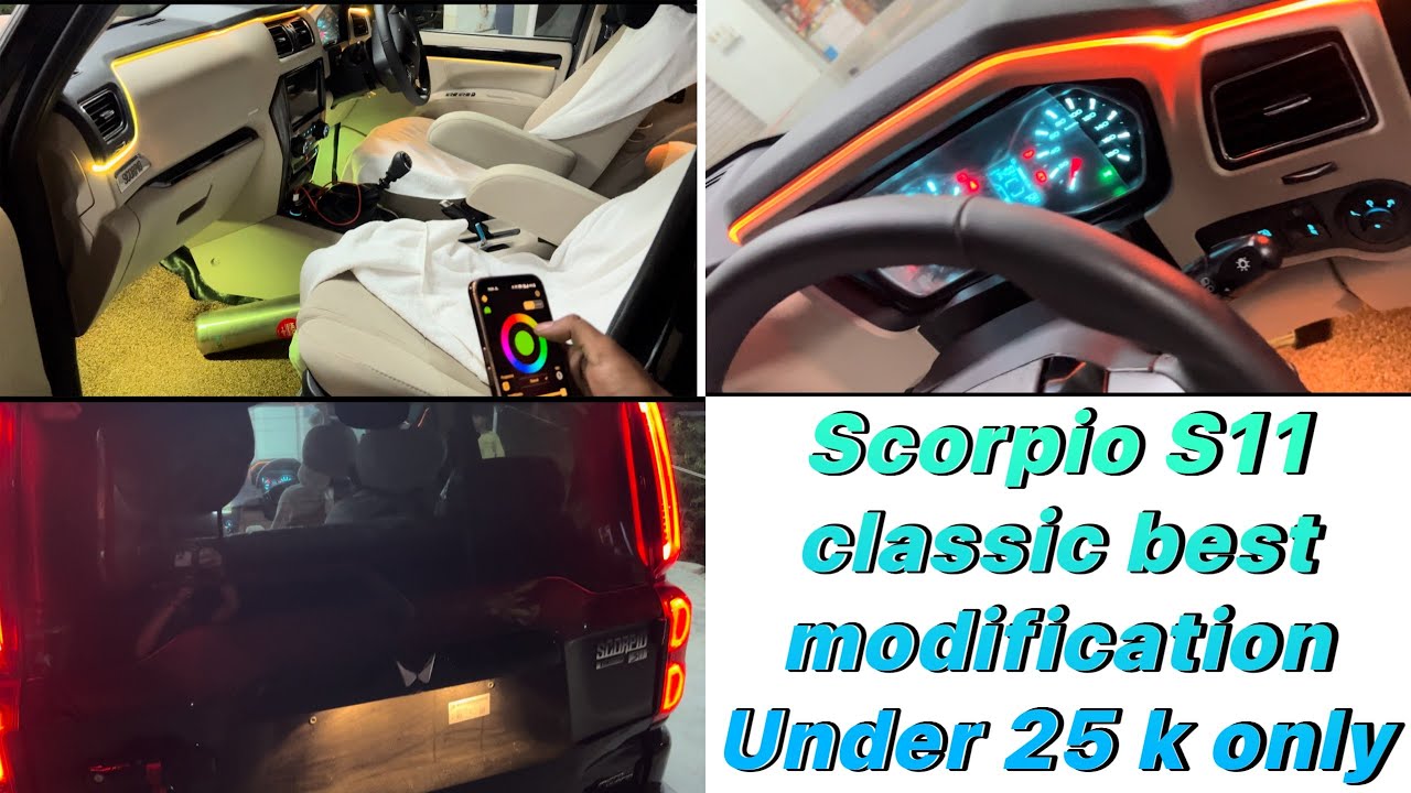 SCORPIO CLASSIC MODIFIED S11 BLACK | LATEST AMBIENT LIGHTS FOR SCORPIO ...