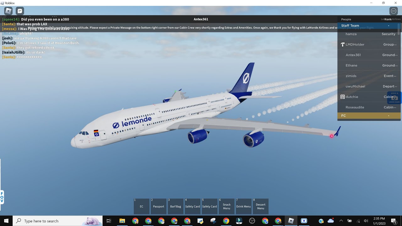 Roblox LeMonde Airlines Full Flight Airbus a380-800 (Economy) Munich to ...