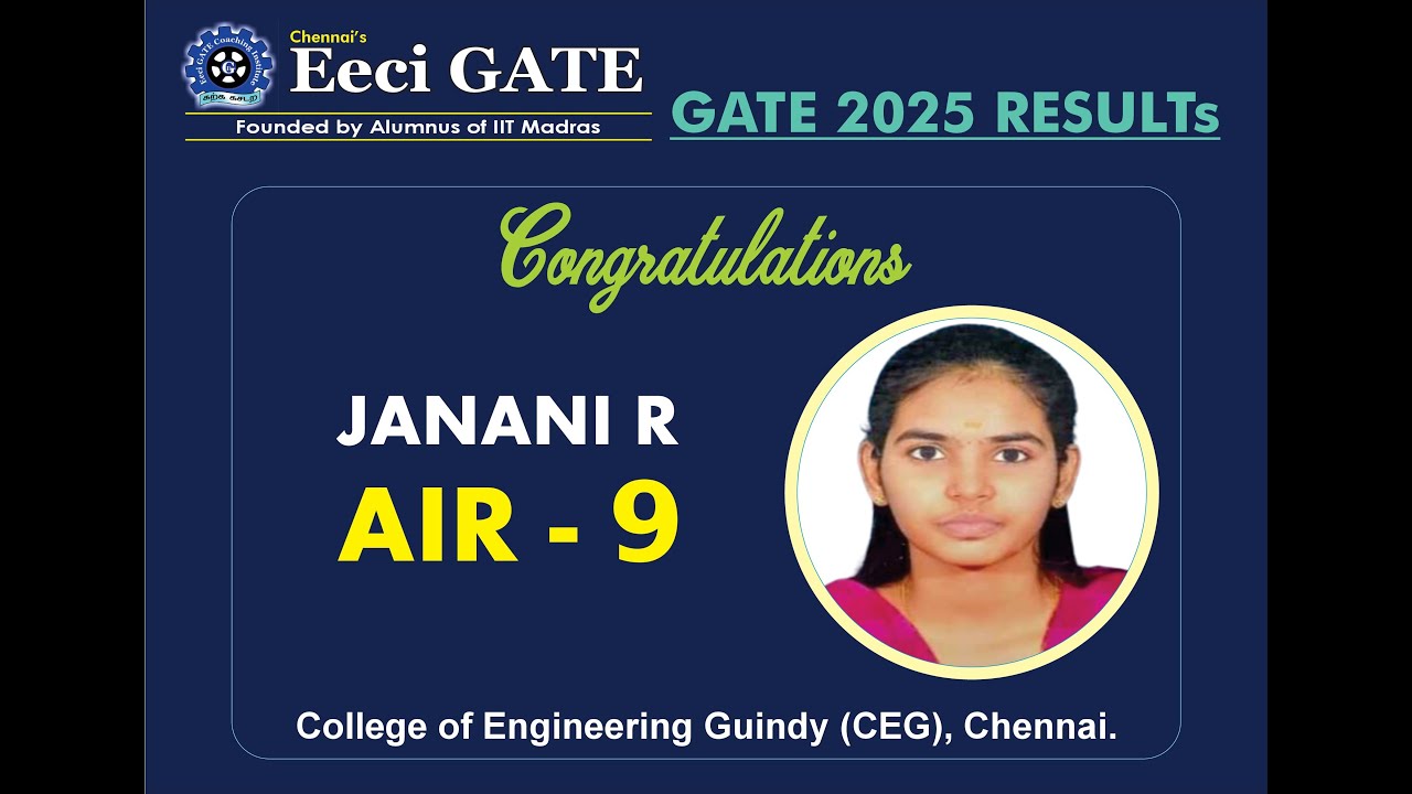 Eeci GATE's - GATE 2025 Results - Best GATE Coaching in Chennai - YouTube