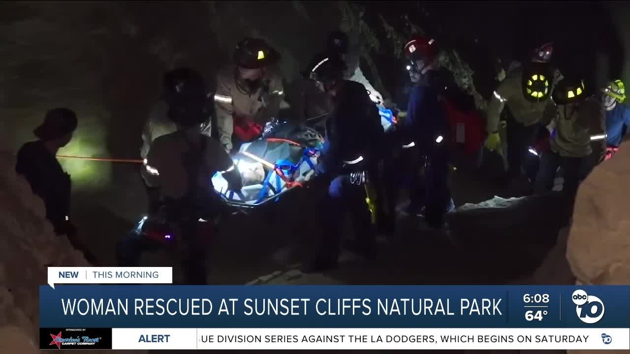 Crews rescue woman stranded at Sunset Cliffs - YouTube