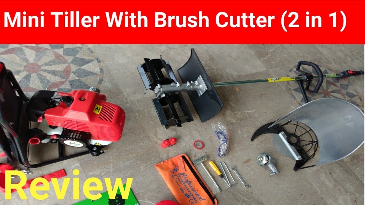 Mini Tiller and Brush Cutter Review || 2 in 1 Machine - YouTube