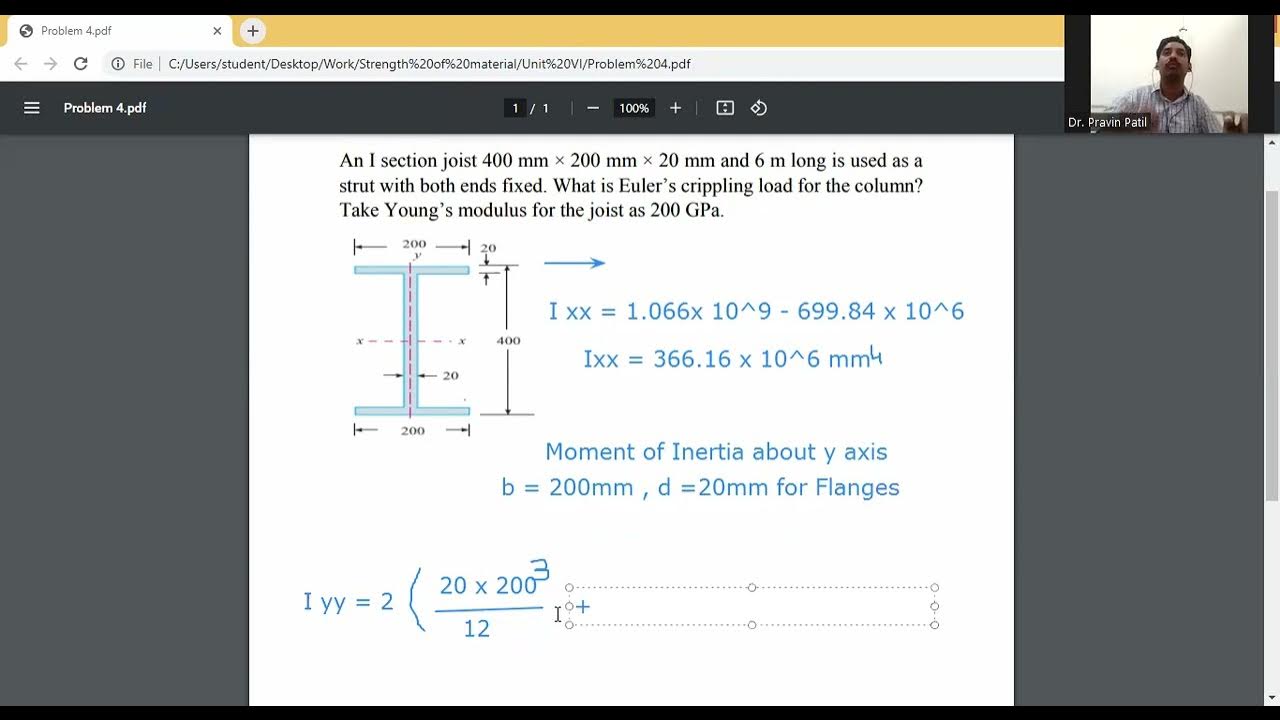 Euler's Crippling load for I section/Column/Strength of Materials/ Mechanics of structures - YouTube