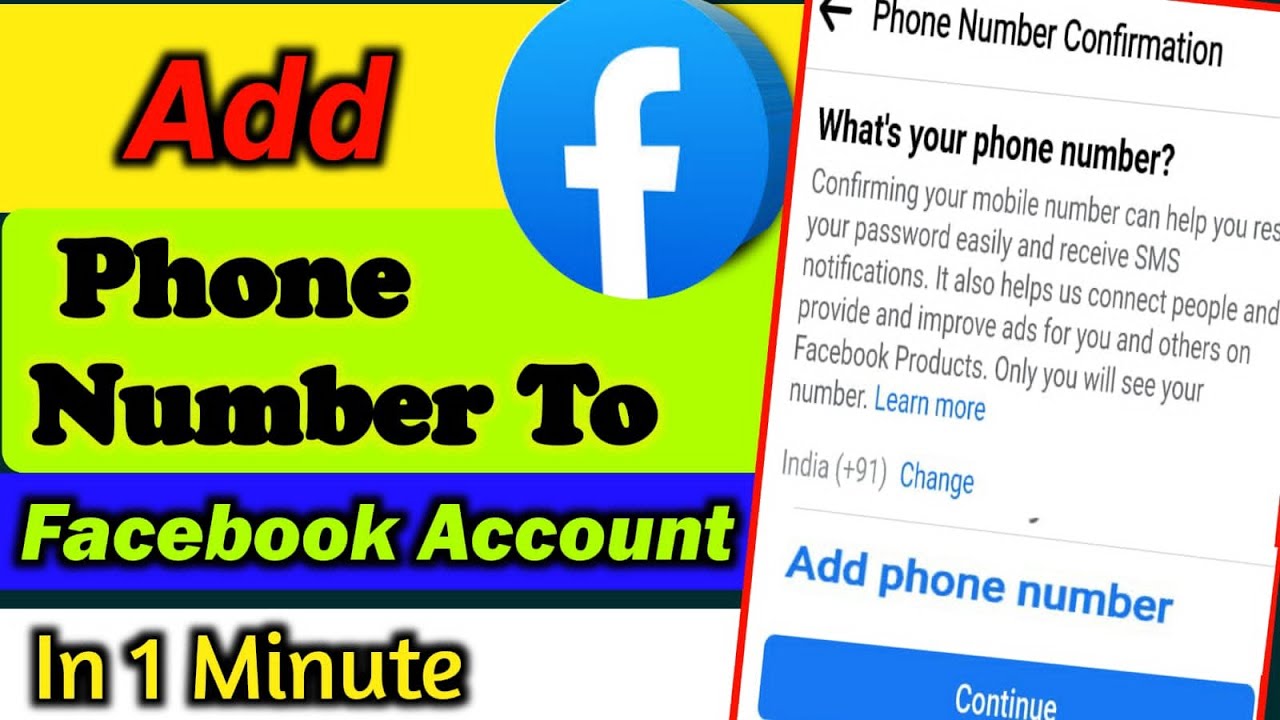 How to add phone number to facebook account in English - Add mobile ...