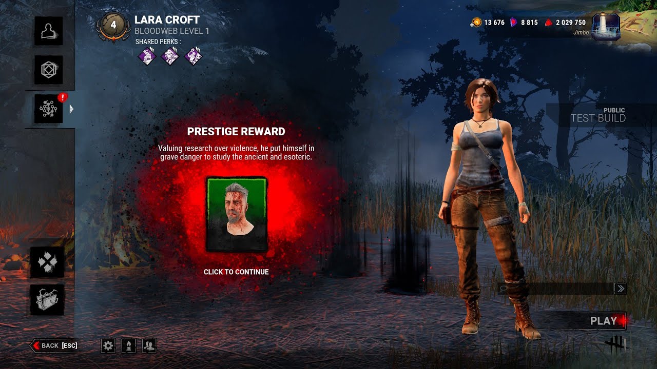 Do NOT prestige Lara Croft In The PTB (Dead By Daylight) - YouTube