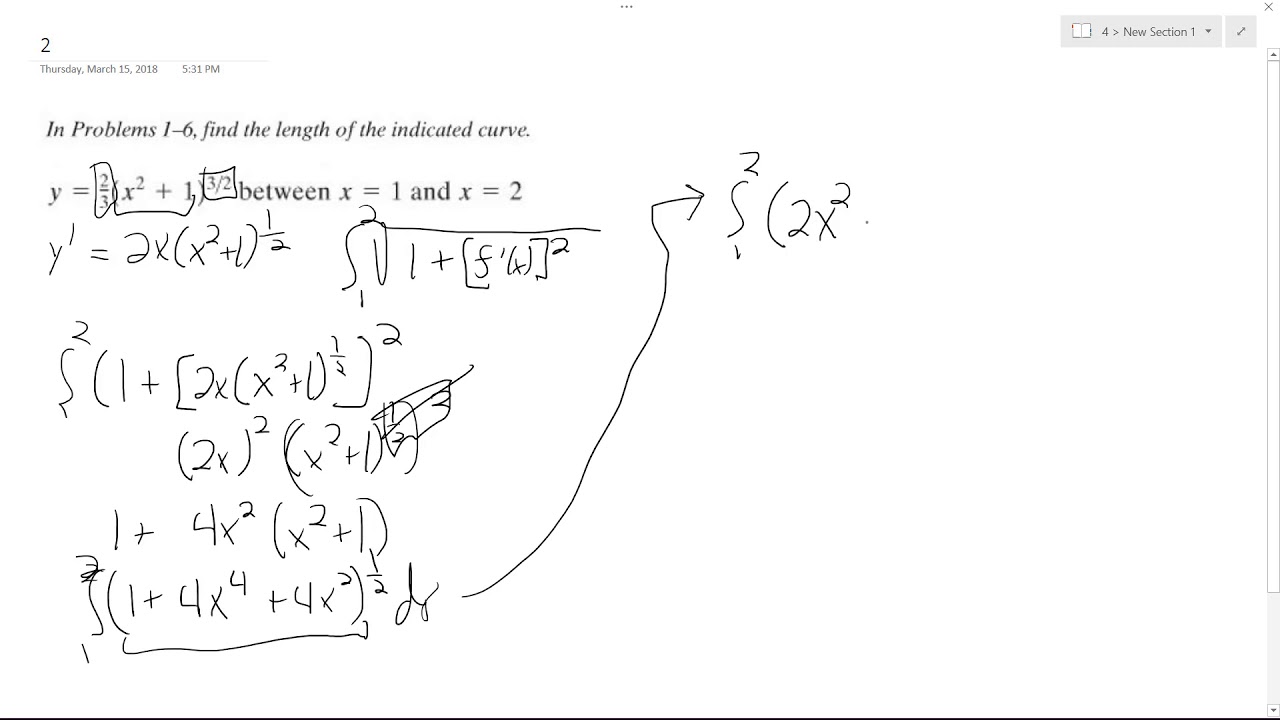 Find The Length Of The Indicated Curve Y 2 3 x 2 1 3 2 Between X 1