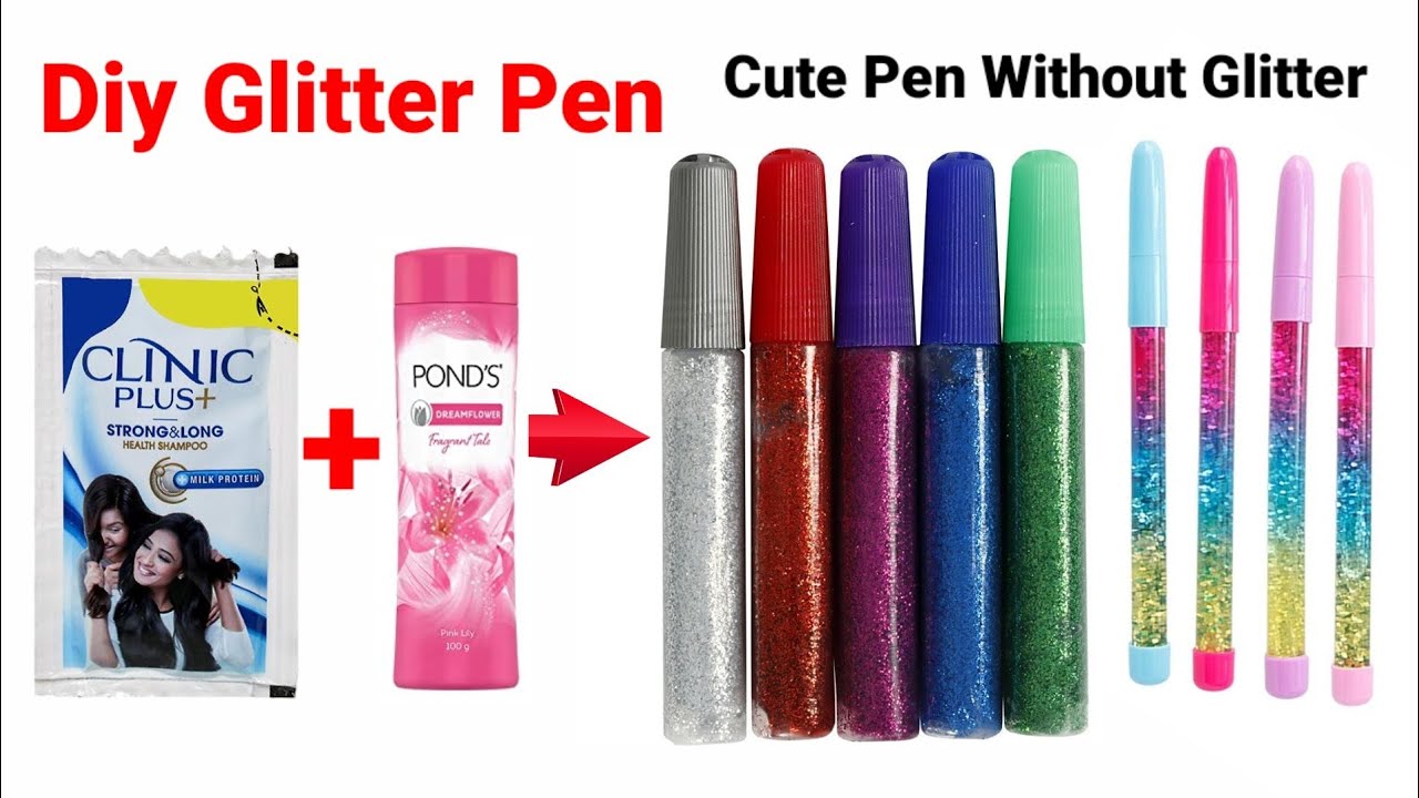 Homemade glitter pen /diy glitter pen/glitter pen making at home/how to ...