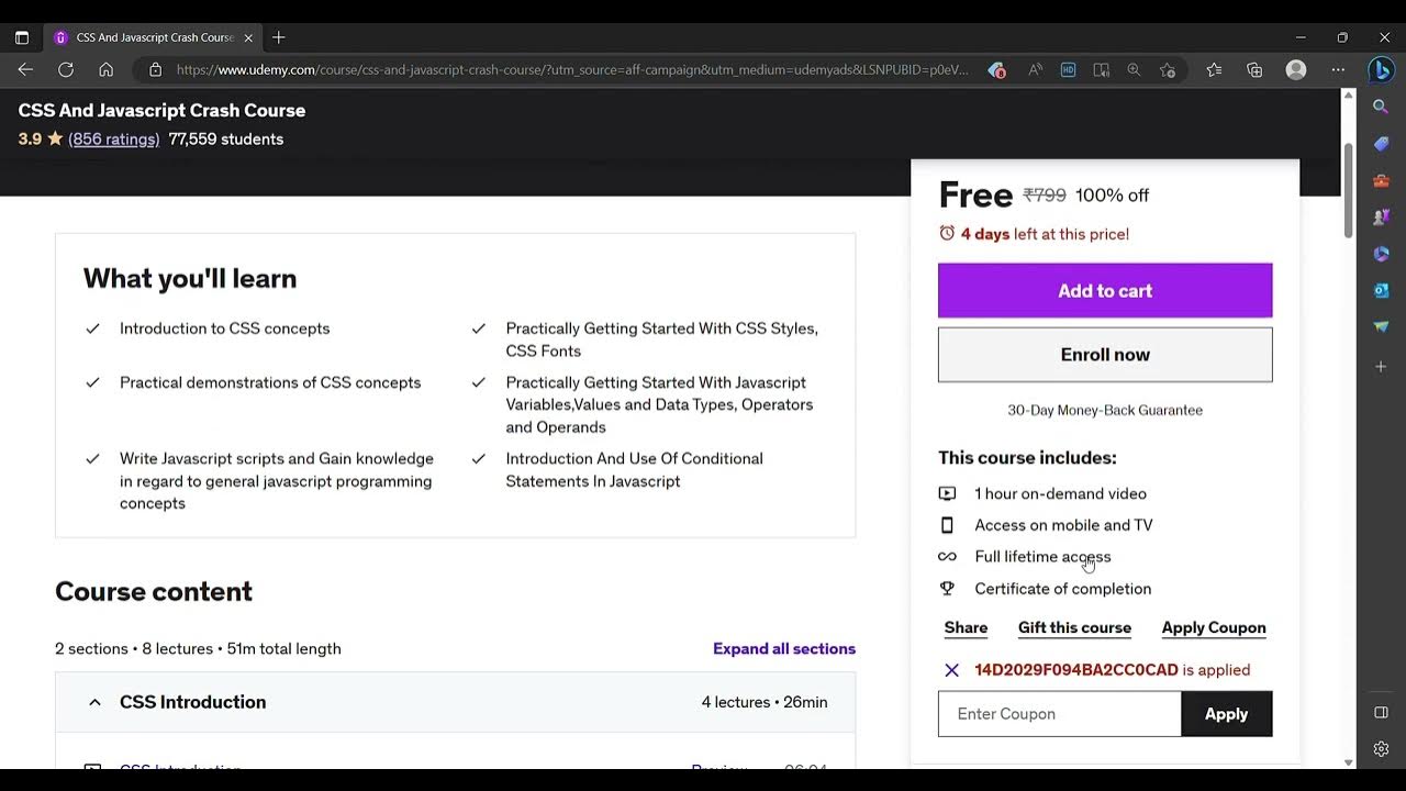 FREE Certificate Course CSS And Javascript Crash Course Udemy - @General_Knowledge_PM_Success ...