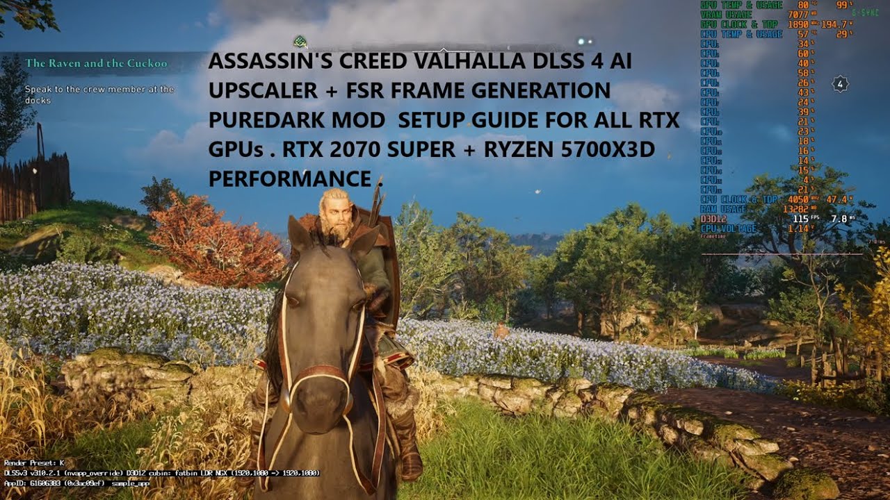 Assassin's Creed Valhalla DLSS 4 Upscaler + FSR Frame Generation Puredark Mod Setup For All RTX ...