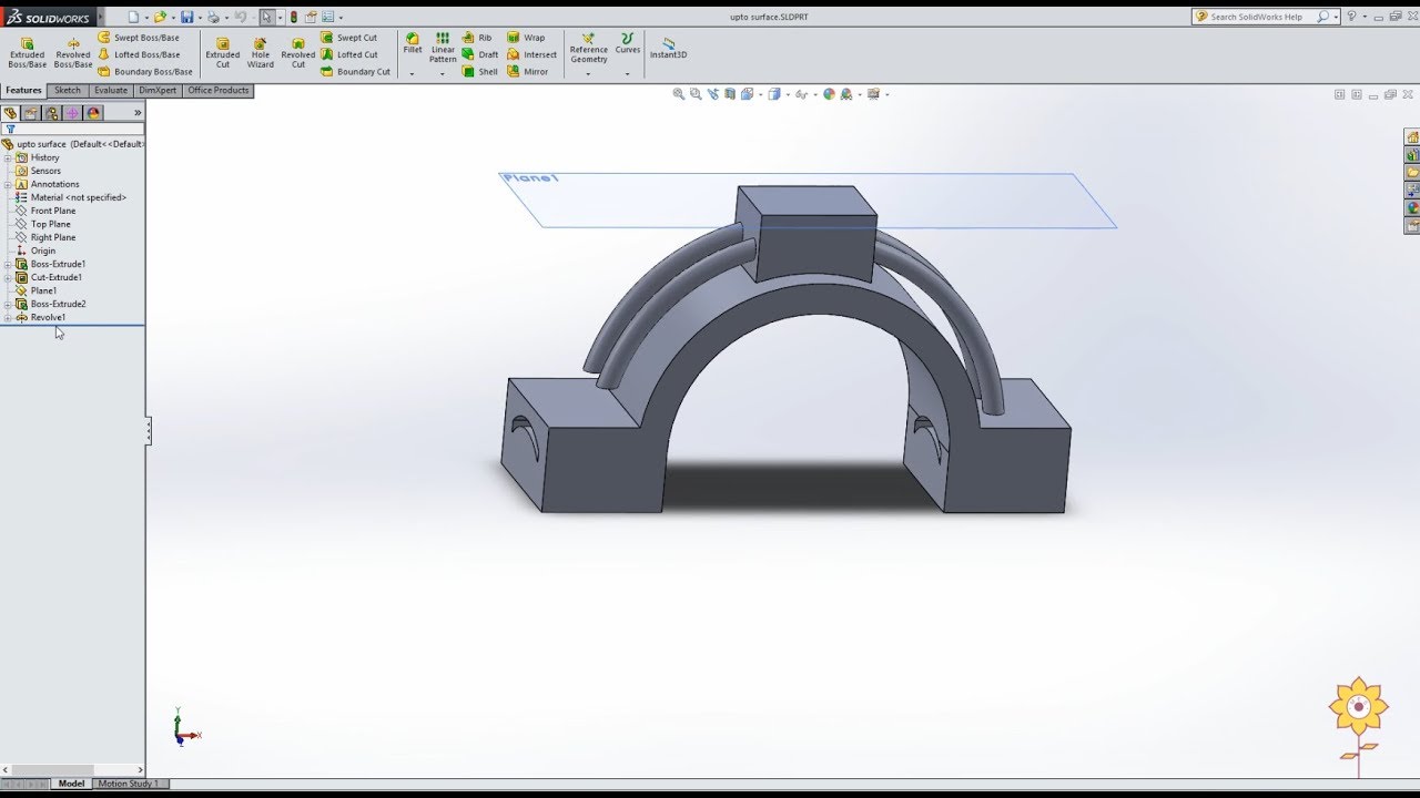 Using Revolve upto midplane, surface, offset , vertex in SolidWorks ...