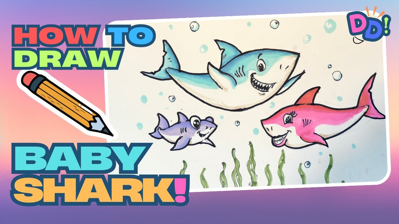 How to Draw Baby Shark and Family! Pt1 - YouTube