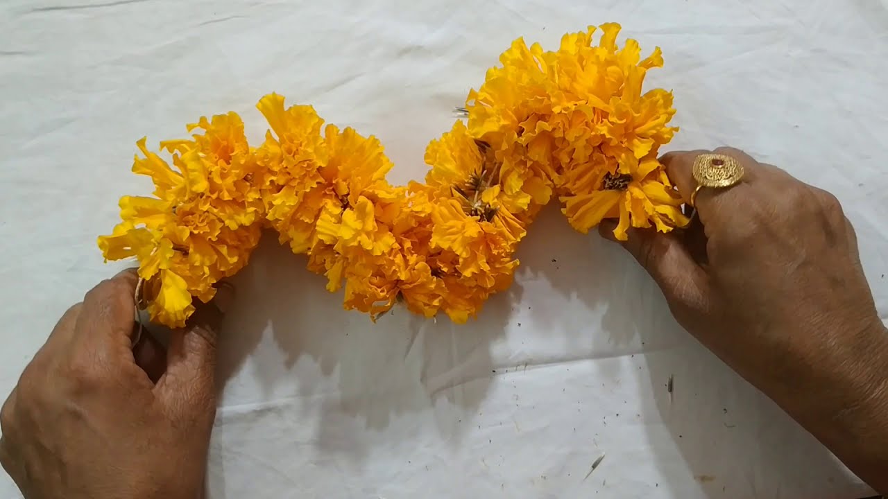 Easy to make Garland-Flower Mala making-Garland knitting at Home-Demo ...