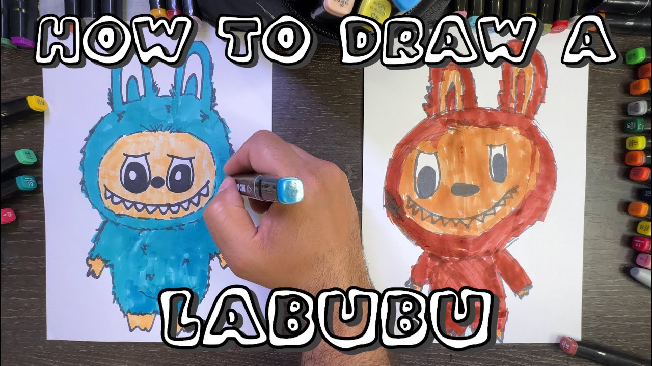 How to Draw LABUBU from THE MONSTERS with Markers Step by Step for ...