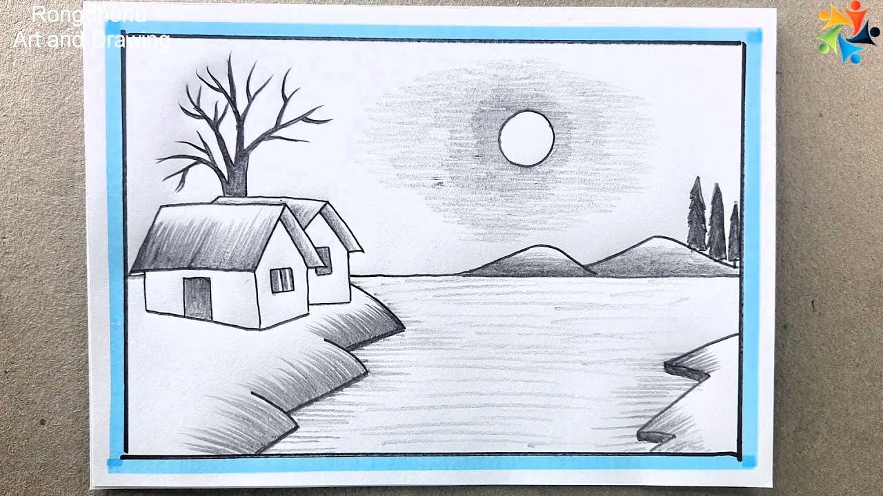How to draw a Scenery || Pencil Drawing || Sketch Art - YouTube