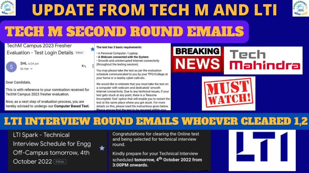 BIG UPDATE FROM TECH M | TECH M SECOND ROUND EMAILS | LTI ONLINE INTERVIEW INVITE AFTER 2 ROUND ...
