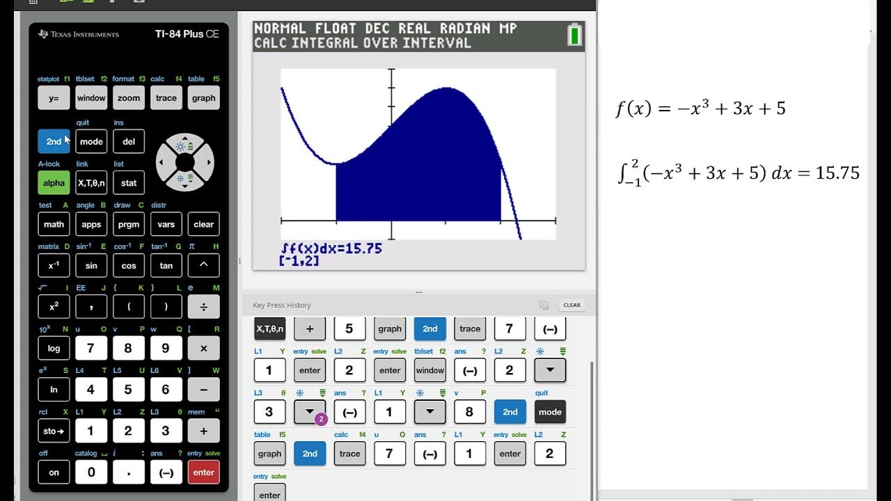 Using the Ti-84 Graphing Calculator to find a Definite Integral - YouTube