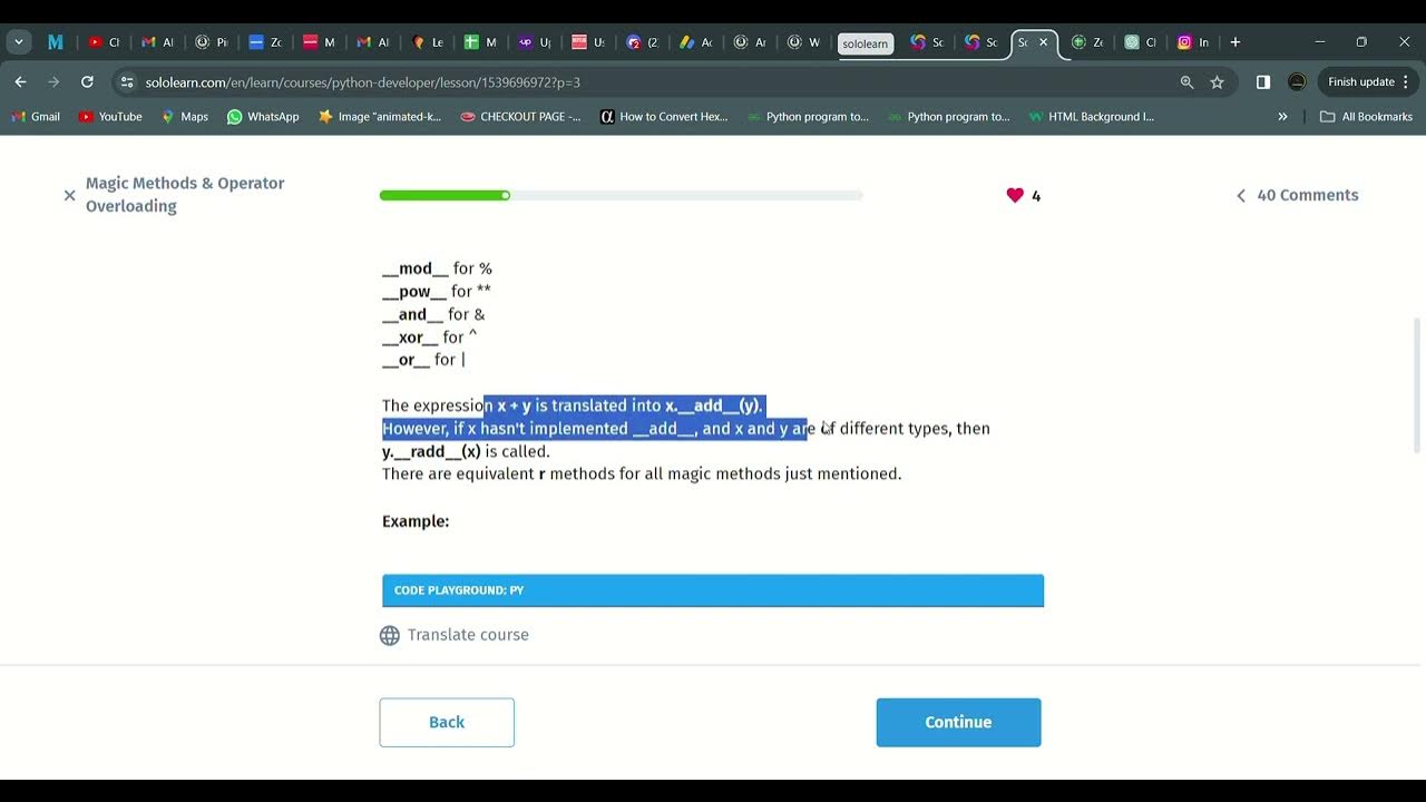 97 Magic Methods And Operator Overloading Python Developer Sololearn Youtube