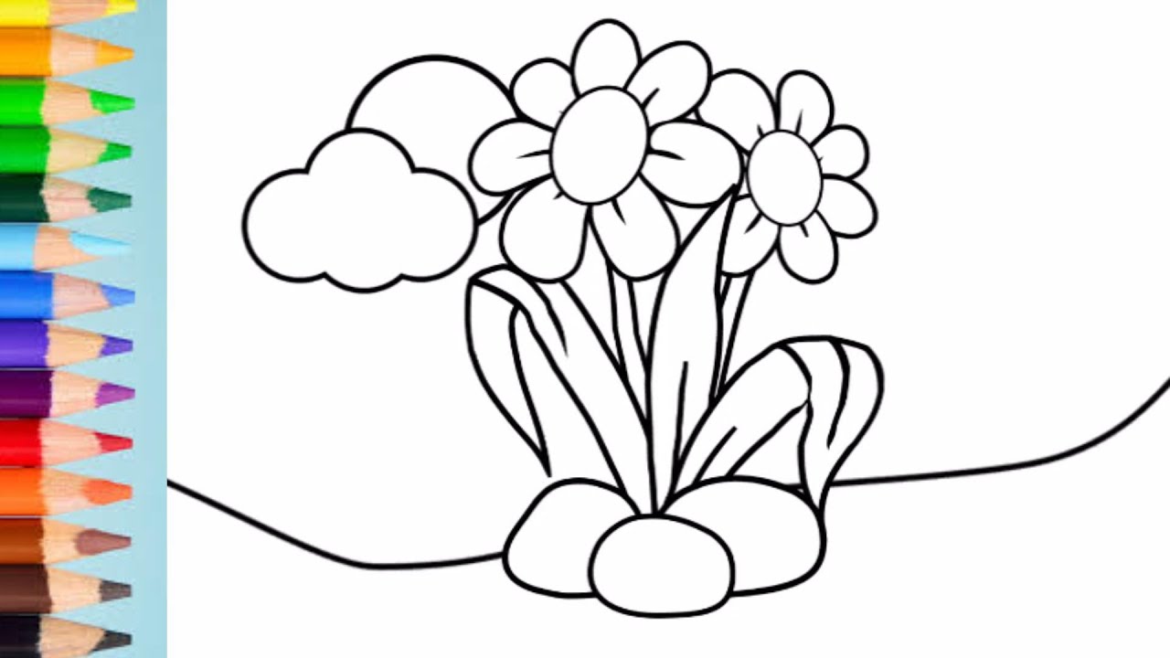 How to color Flower 7, Nice coloring for kids, Fun time for children's ...