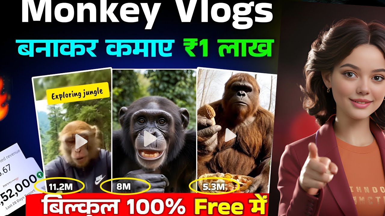 Viral Monkey Vlogs Kaise banaye | How to make Monkey Vlogs, AI Animal ...