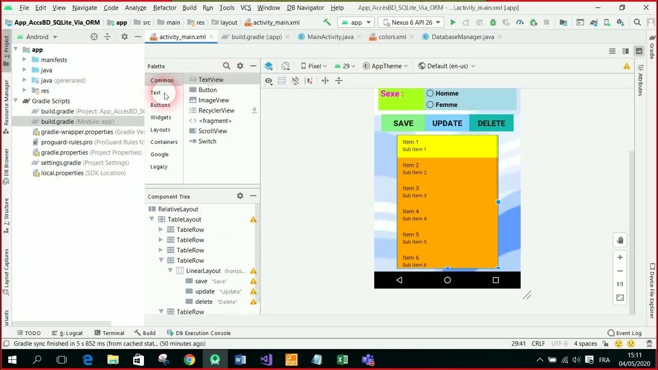 Android & Java - TP11 – Accès aux bases de données SQLite via OrmLite - Part1 - YouTube
