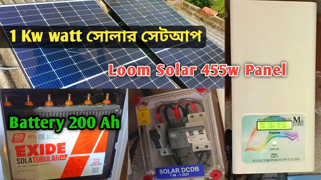 1 Kw SOLAR SETUP | 1kw solar panel output per day | Loom 455 watt Solar ...