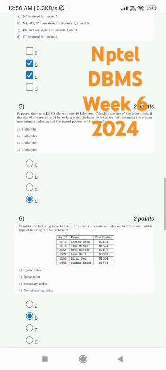 Nptel Dbms Week 6 Assignment Answers Nptelcourseanswers Viralshort Youtube