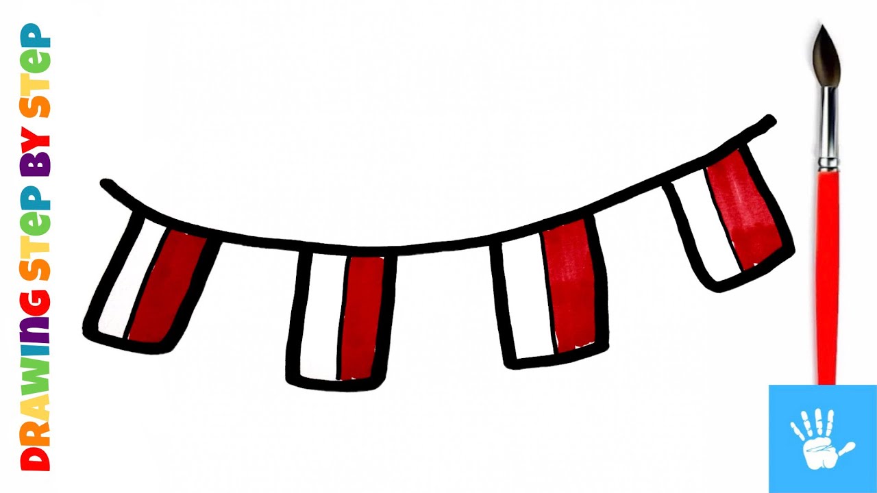 How To Draw Indonesia Independence Celebration Flag | HUT RI ...