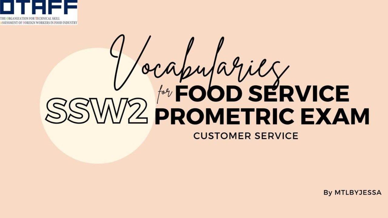 SSW 2 Customer Service Vocabularies (Food Service Proficiency Exam ...