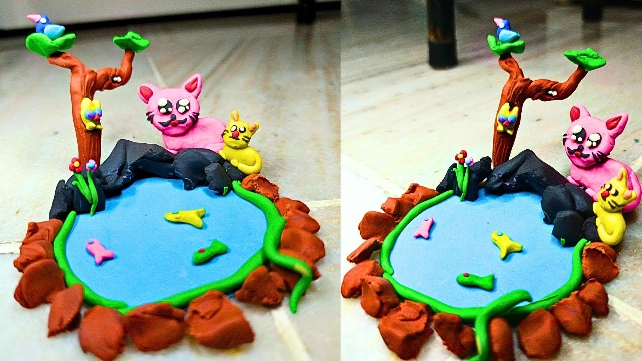 How To Make Cute Cat & Kitten With Polymer Clay | Making Cute Owl with ...