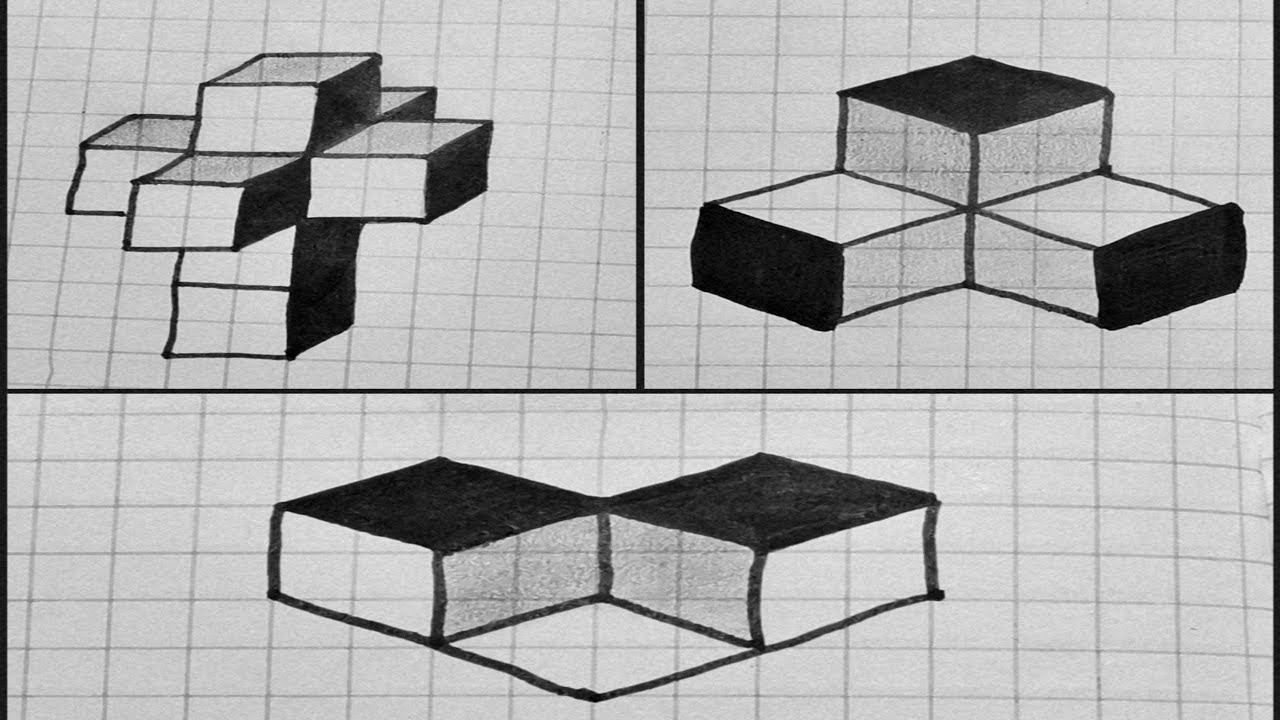 Easy 3D Drawing For Beginner's With Sketch Pen | 3D Drawing On Graph ...