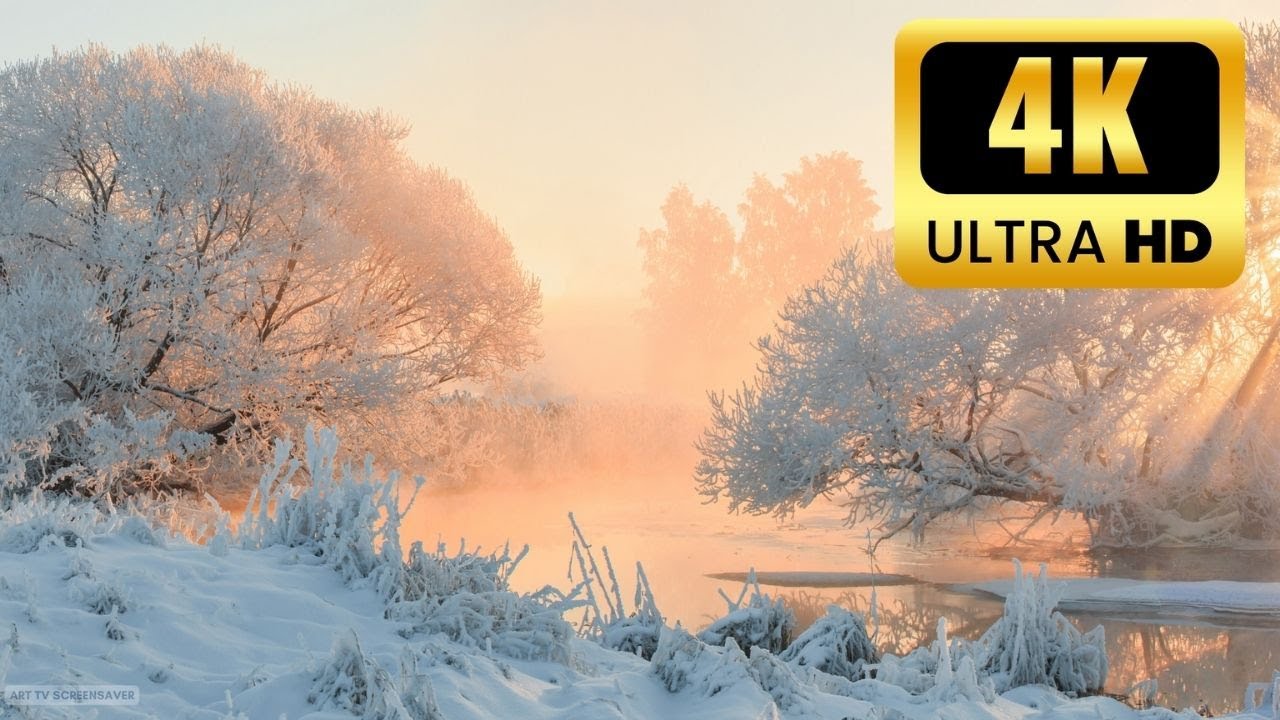 4K TV Art Screensaver | Frozen Winter Forest | Serene Snowy Nature ...