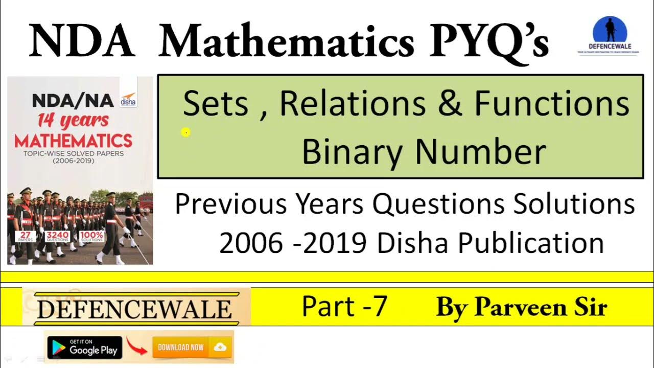 SETS , RELATIONS & FUNCTIONS || NDA MATH PYQ || PART-7 || NDA MATH DISHA PUBLICATION SOLUTION ...