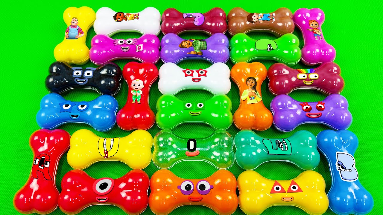 Numberblocks – Looking Slime Coloring With Bone Shapes – ASMR Slime ...