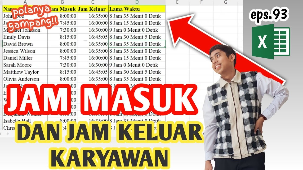 BEGINI RUMUS JAM KERJA / LAMA KERJA KARYAWAN DI EXCEL - YouTube