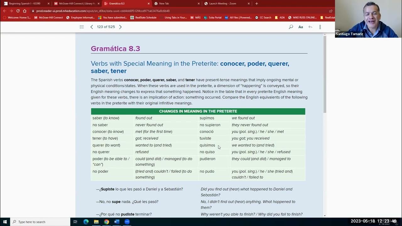 8 3 Verbs With Special Meaning In The Preterite Conocer Poder Querer