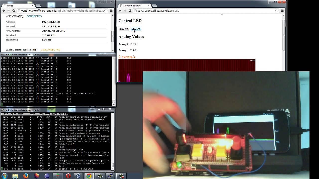 Arduino Yun Real-time Charting over WebSocket with Autobahn - YouTube