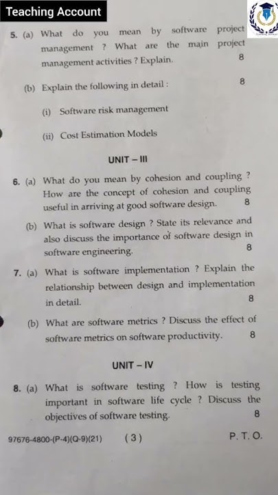 BCA Software Engineering Question paper 2021 - YouTube